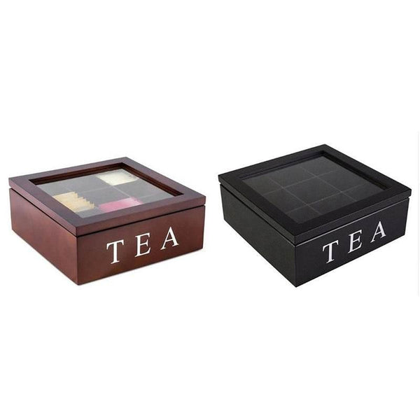 Wooden Tea Storage Caddy - Large Grid Organizer Box – DecorOfficial